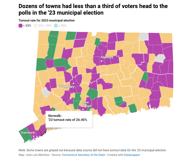Charting CT: How does 2023 voter turnout compare to previous years ...