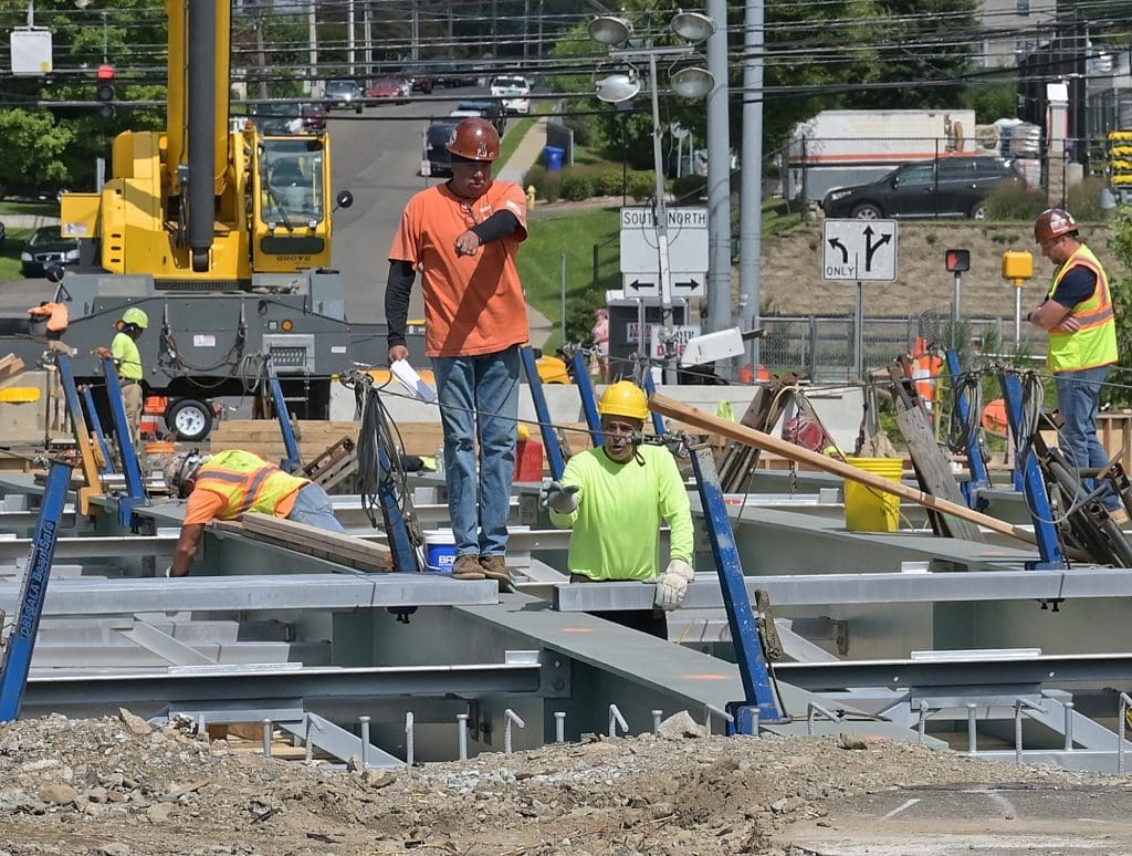 Structure of replacement bridge spans I-95 as construction continues ...
